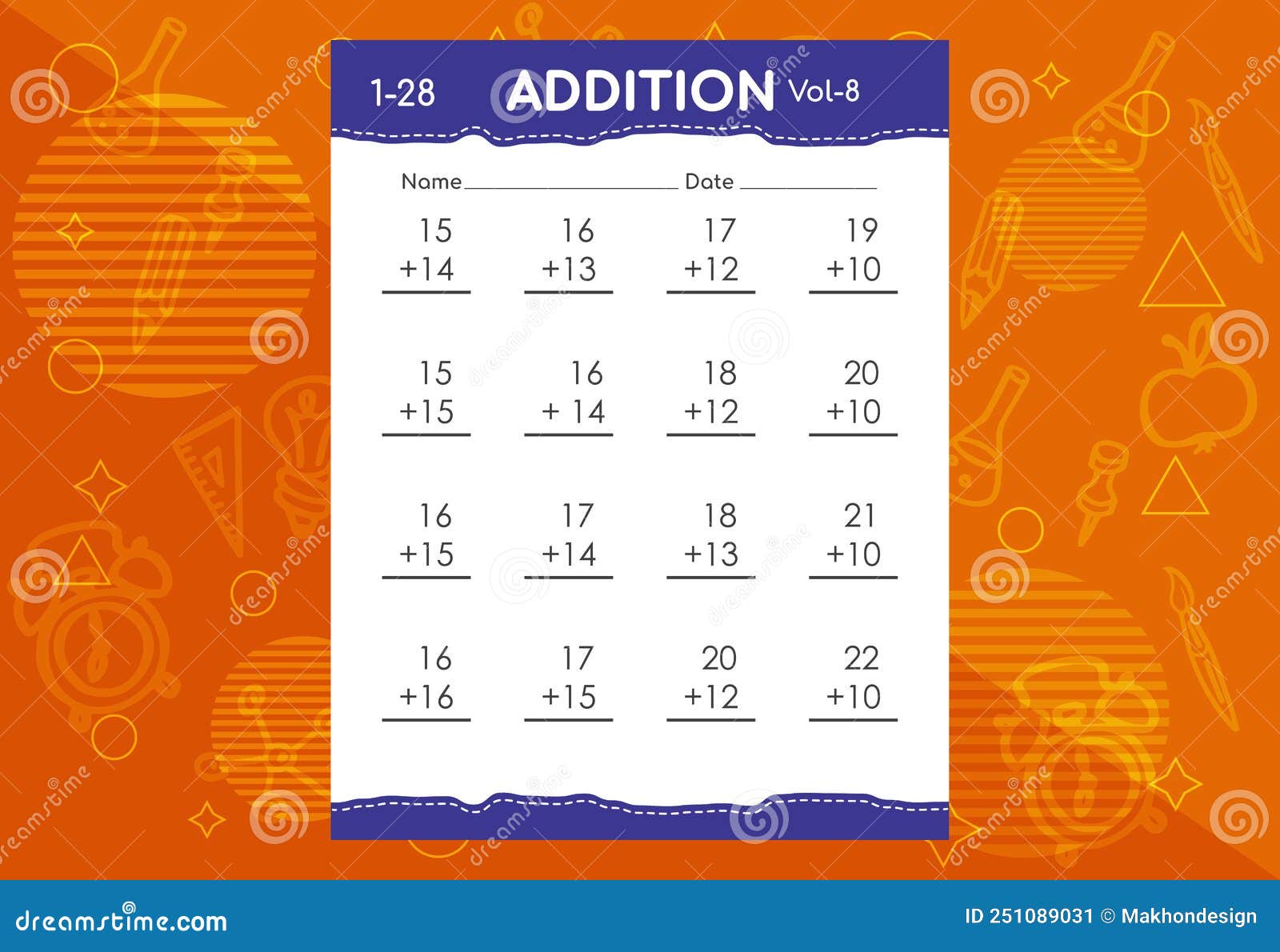 Basic Math Addition for Kids. an Educational Worksheet for Kids Stock ...