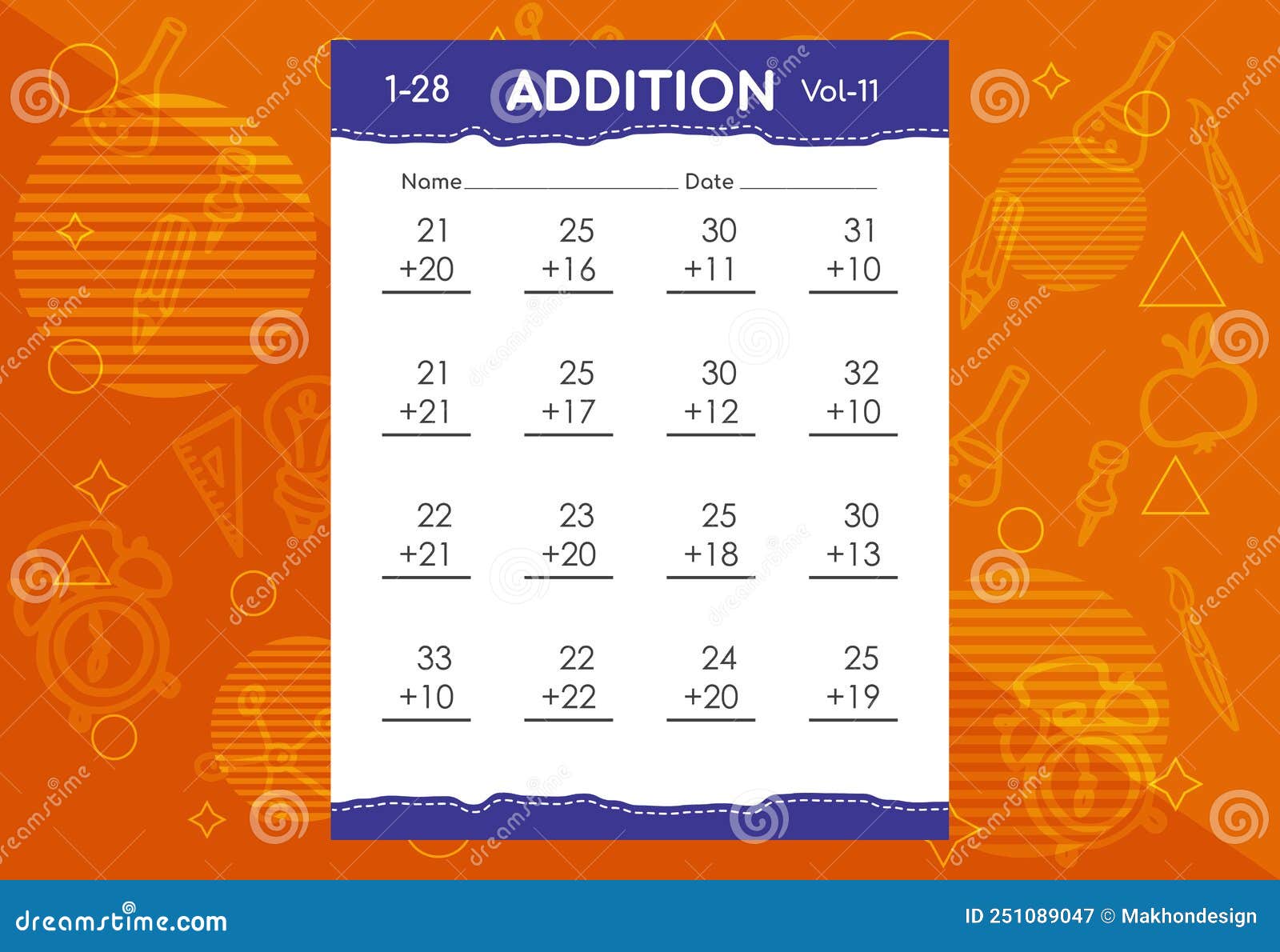 Basic Math Addition for Kids. an Educational Worksheet for Kids Stock ...