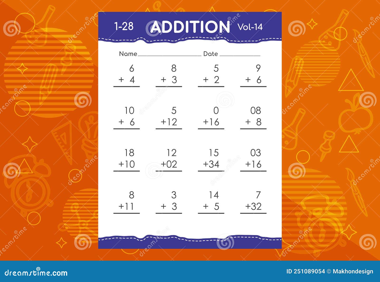 Basic Math Addition for Kids. an Educational Worksheet for Kids Stock ...