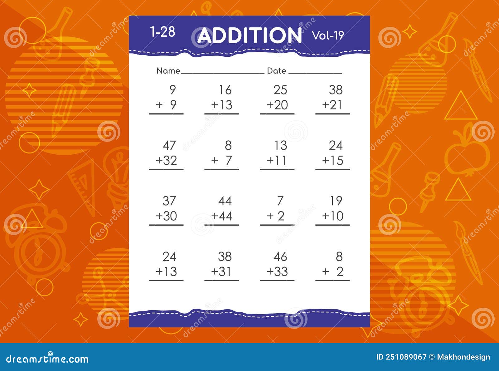 Basic Math Addition for Kids. an Educational Worksheet for Kids Stock ...