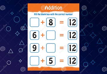 Basic Math Addition for Kids. Fill the Blank Box with the Correct ...