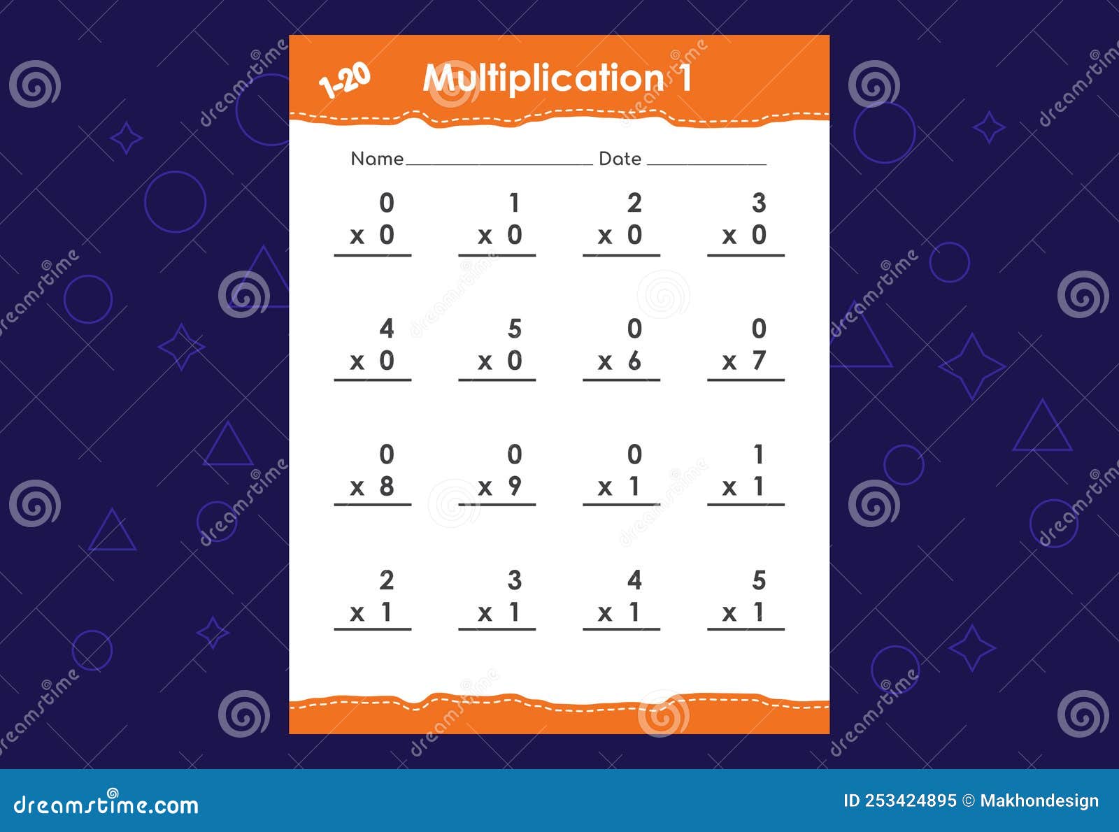 Basic Math Multiplication for Kids. an Educational Worksheet for Kids ...