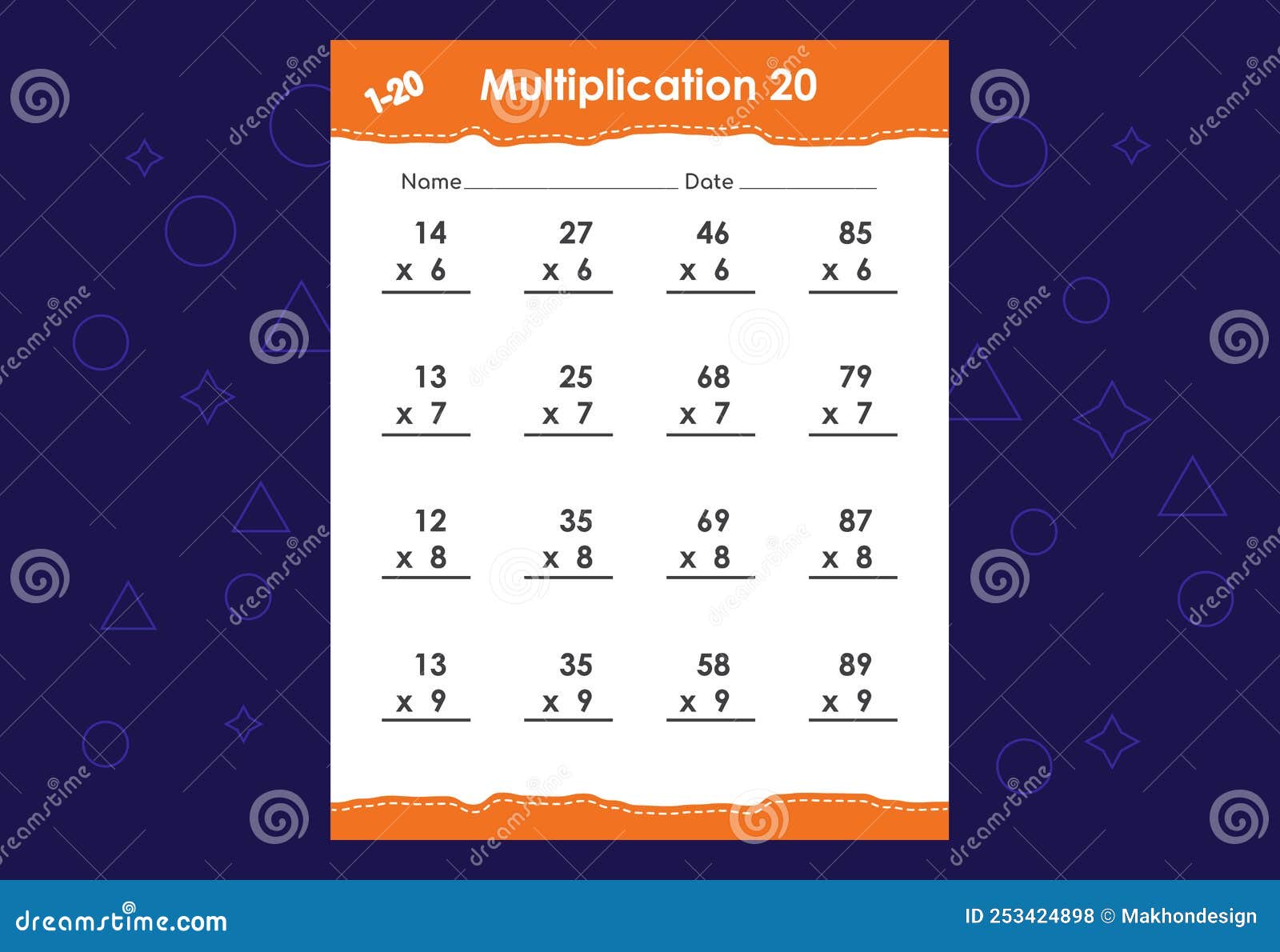 Basic Math Multiplication for Kids. an Educational Worksheet for Kids ...