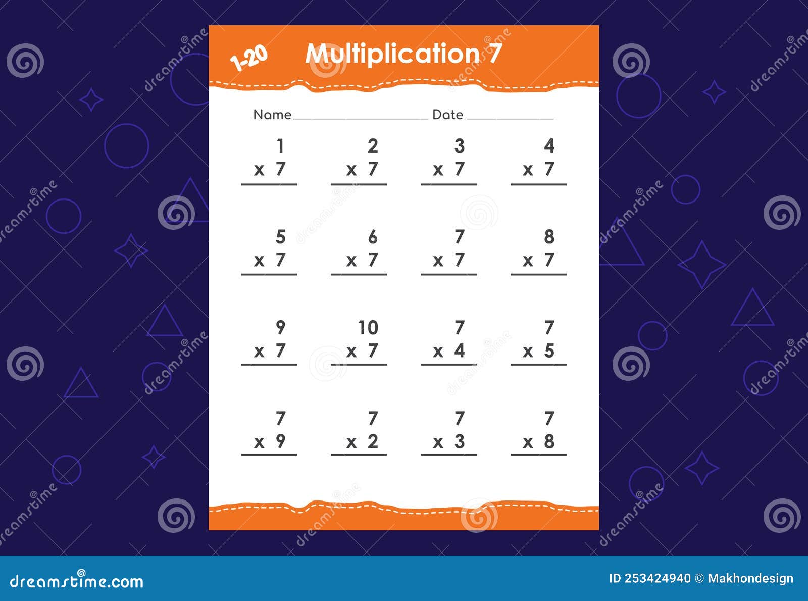 Basic Math Multiplication for Kids. an Educational Worksheet for Kids ...