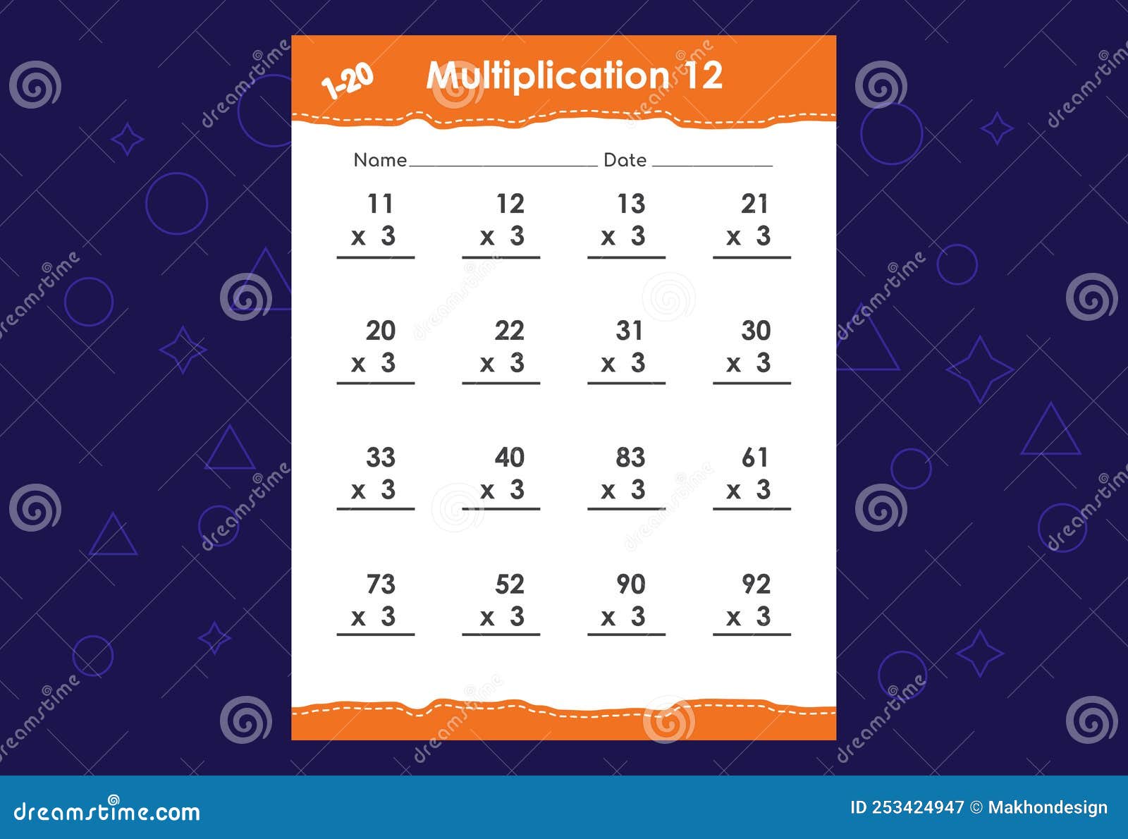 Basic Math Multiplication for Kids. an Educational Worksheet for Kids ...
