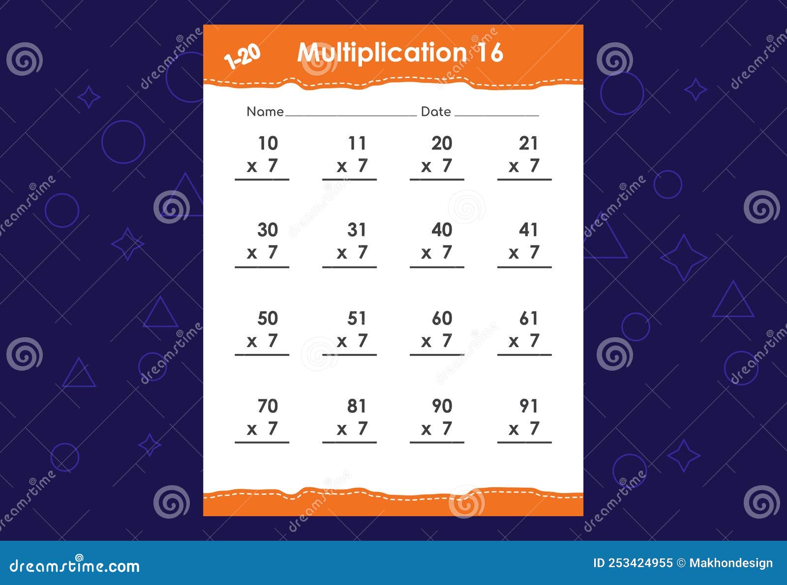 Basic Math Multiplication for Kids. an Educational Worksheet for Kids ...