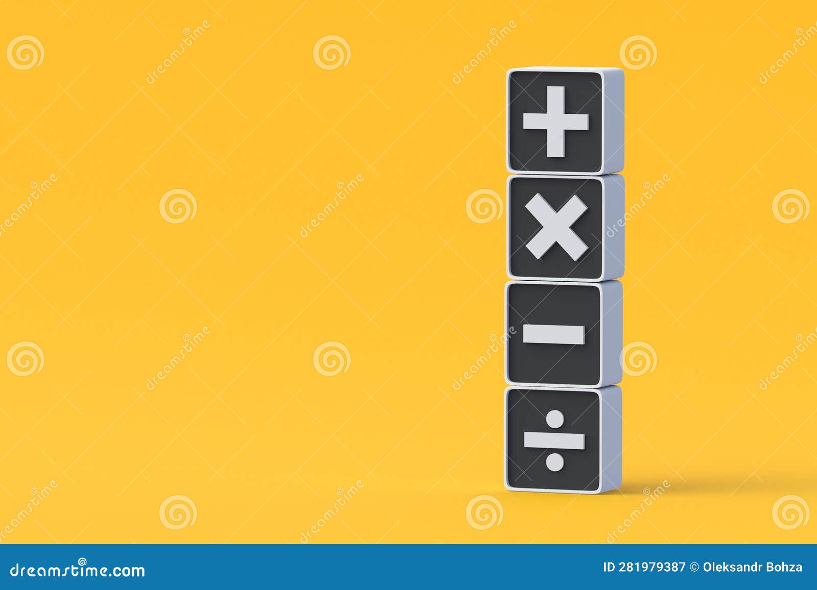 Basic Math Signs. Stack of Mathematical Symbols on Buttons Stock ...