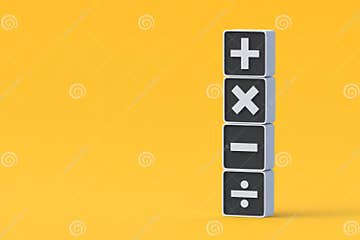 Basic Math Signs. Stack of Mathematical Symbols on Buttons Stock ...
