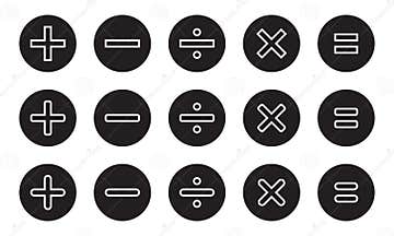 Basic Math Symbols in Line Style. Addition, Subtraction, Division ...