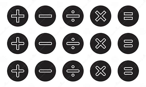 Basic Math Symbols in Line Style. Addition, Subtraction, Division ...