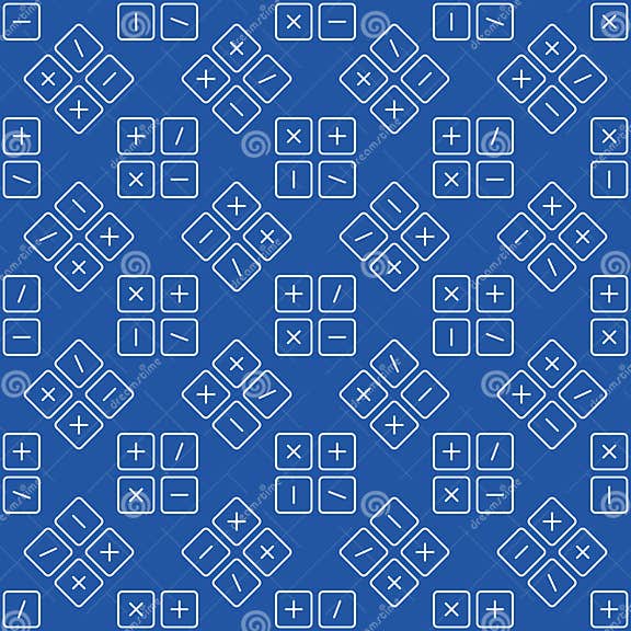 Basic Maths Signs Vector Concept Blue Line Seamless Pattern Stock ...