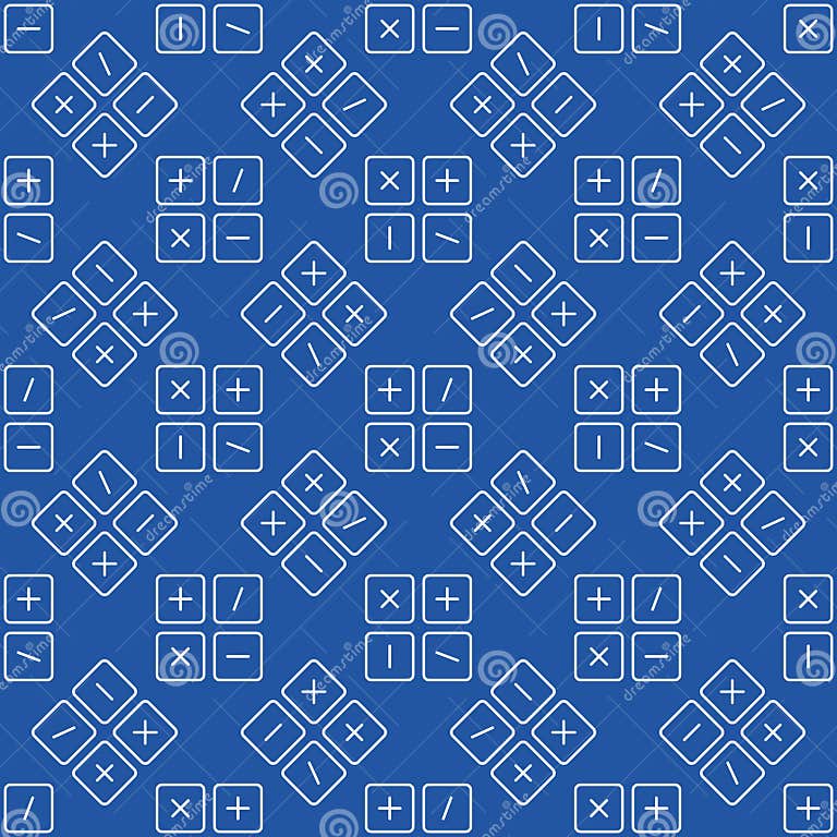 Basic Maths Signs Vector Concept Blue Line Seamless Pattern Stock ...