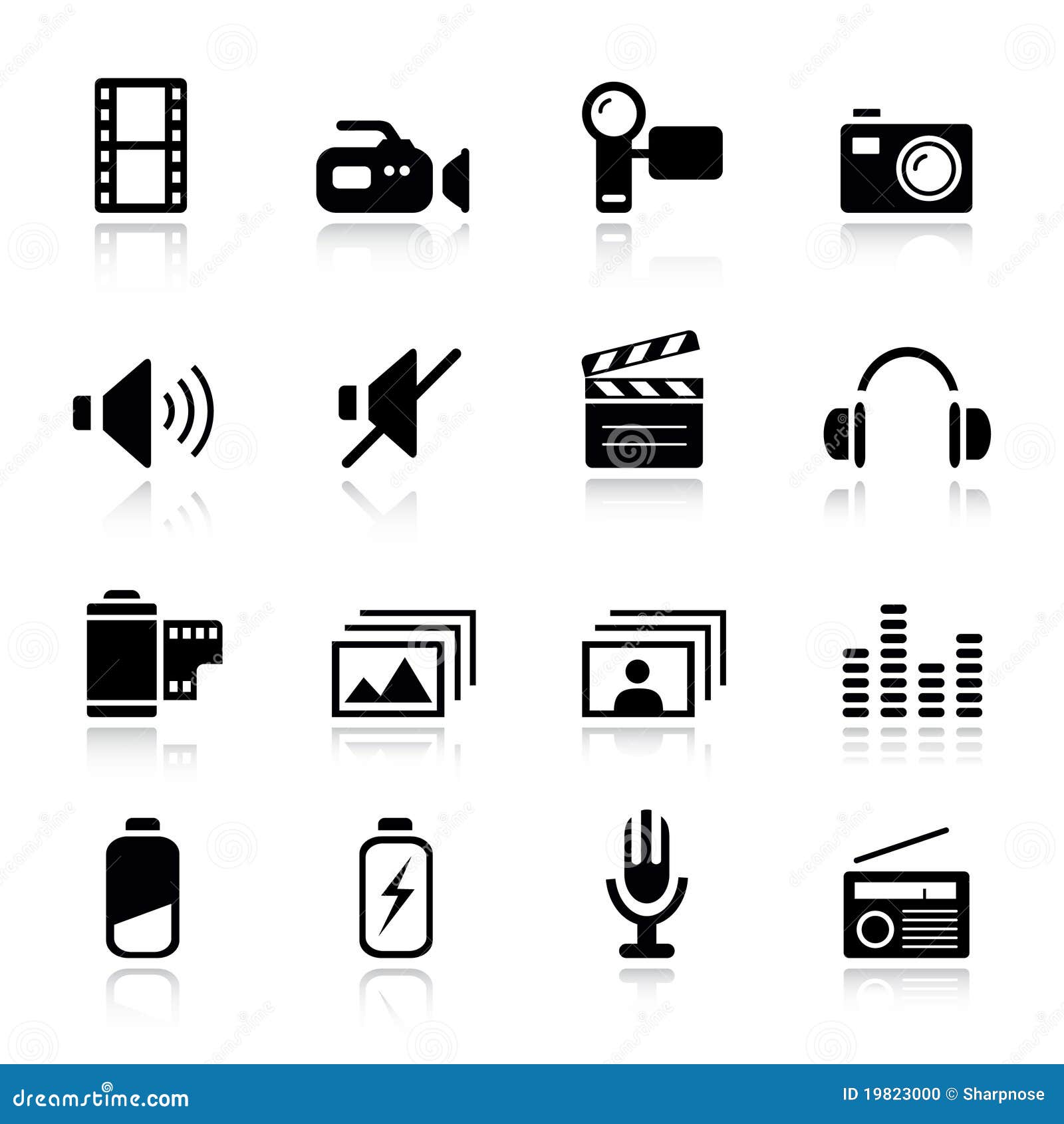 Basic - Media Icons stock vector. Illustration of sound - 19823000