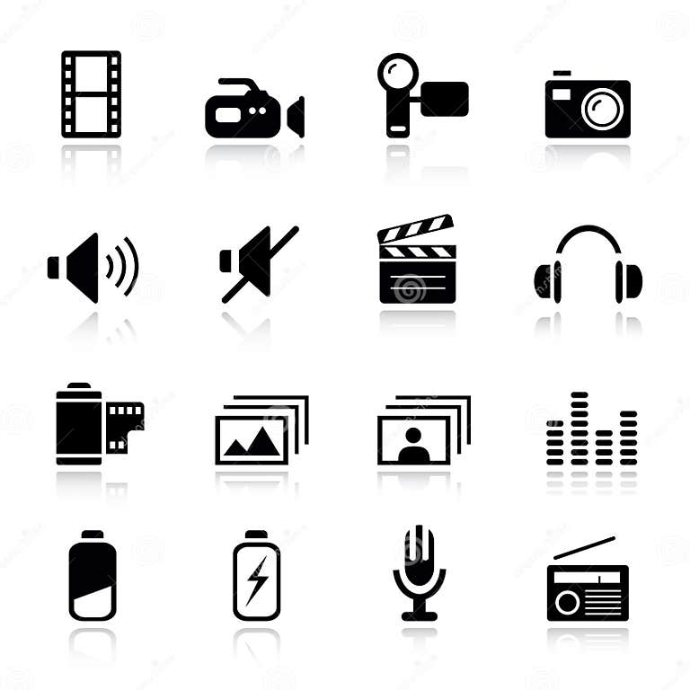 Basic - Media Icons stock vector. Illustration of sound - 19823000