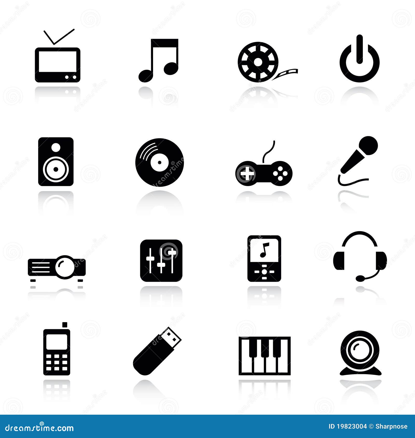 Basic - Media Icons stock vector. Illustration of film - 19823004