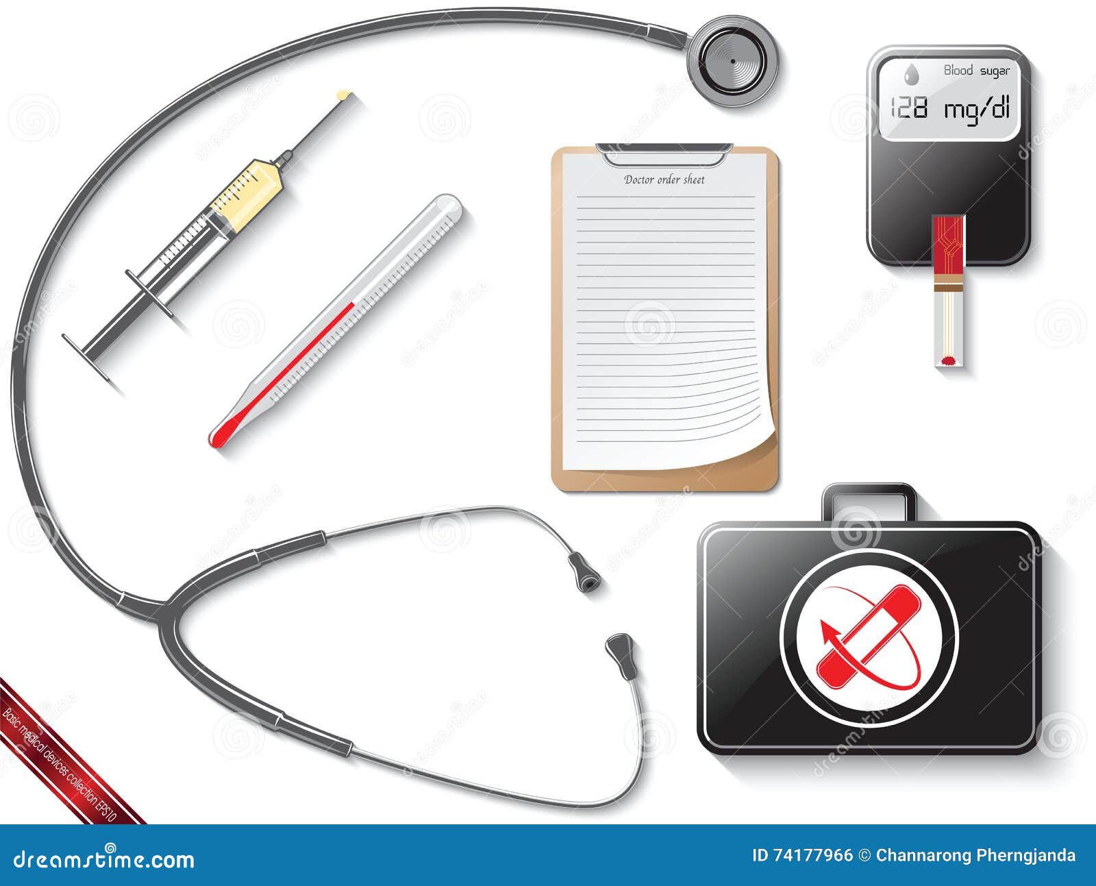Basic Medical Devices for Doctor. Stock Vector - Illustration of ...