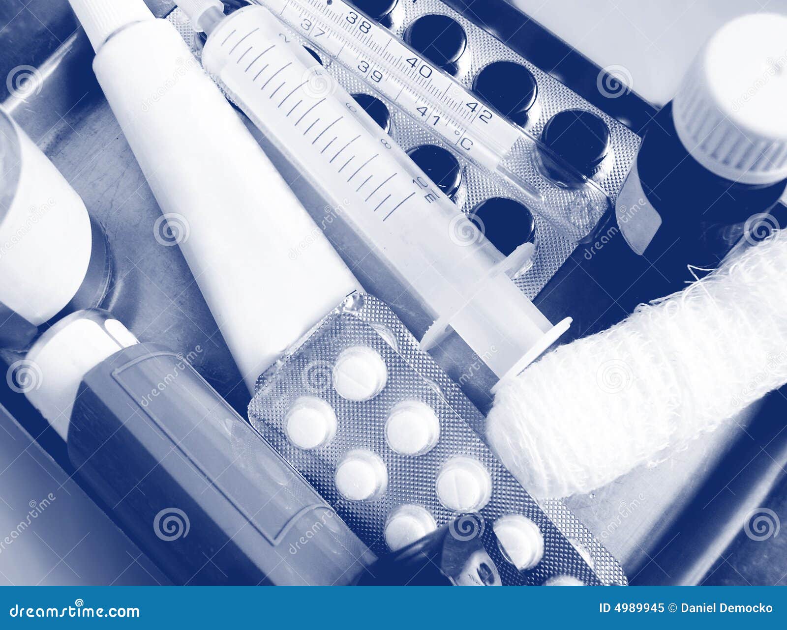 Basic medical equipment stock image. Image of blue, syringe - 4989945