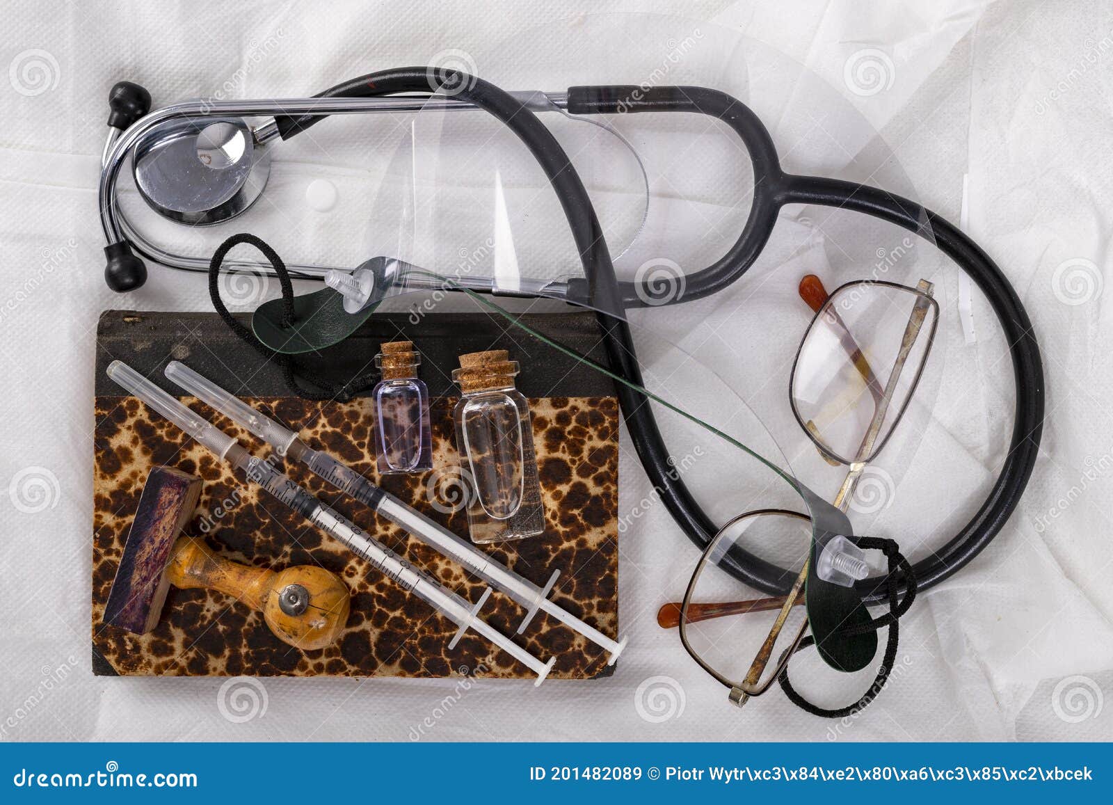 Basic Medical Kit Prepared for Vaccinations. Protective Clothing and ...