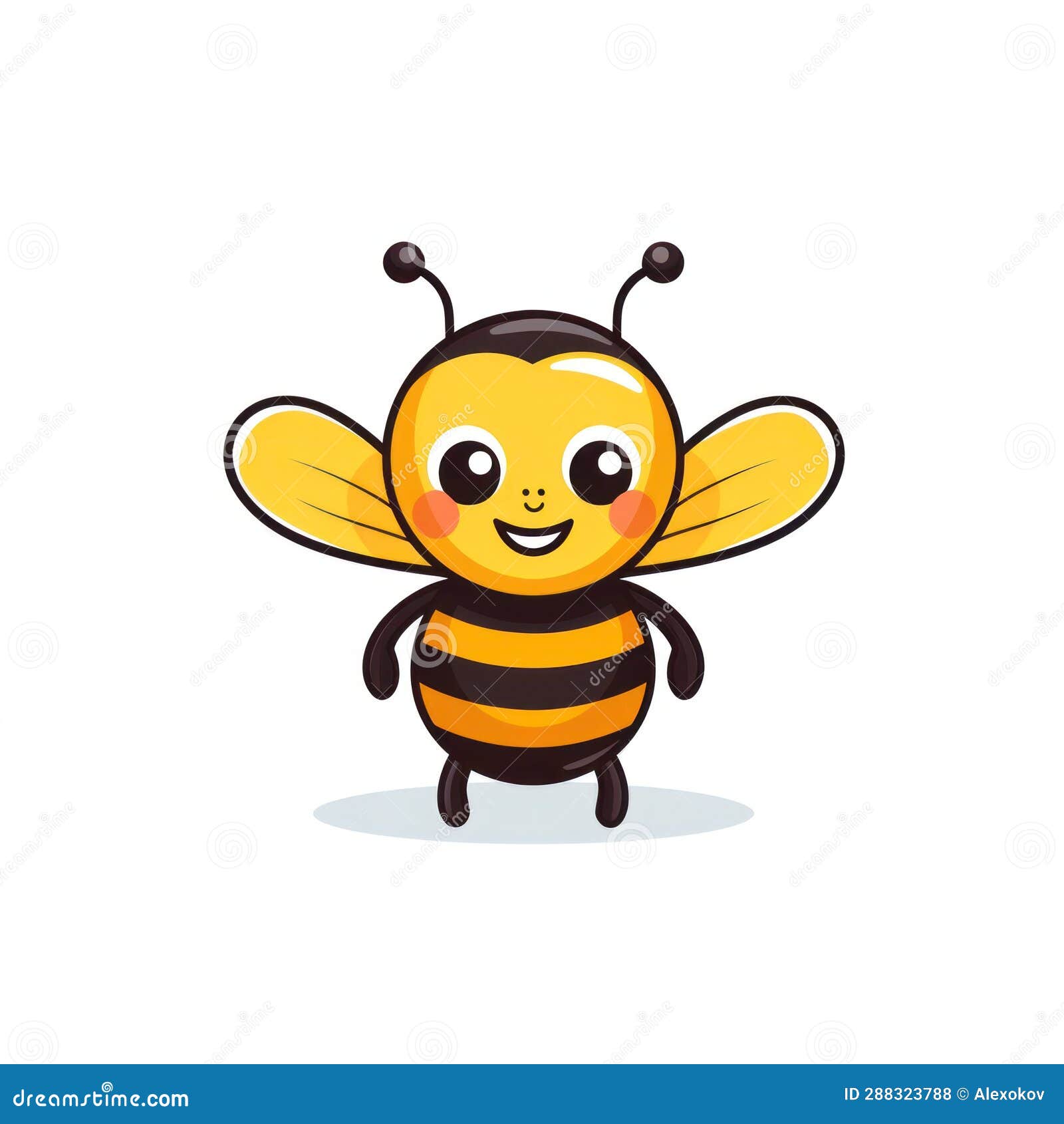 Basic Minimalist Bee Isolated on White Background AI Generated Stock ...