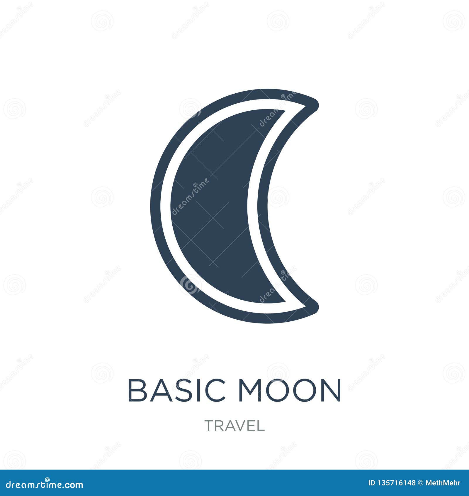 Basic Moon Icon in Trendy Design Style. Basic Moon Icon Isolated on ...