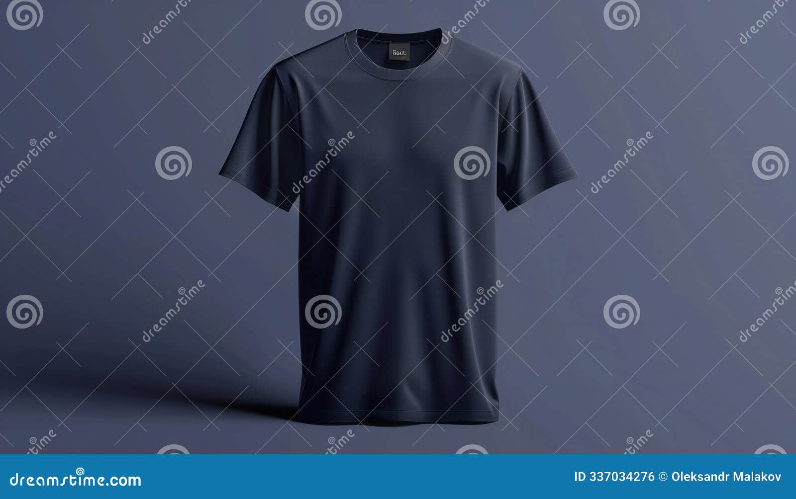 A Basic Navy Blue T-shirt Mockup Shown from the Front Stock ...