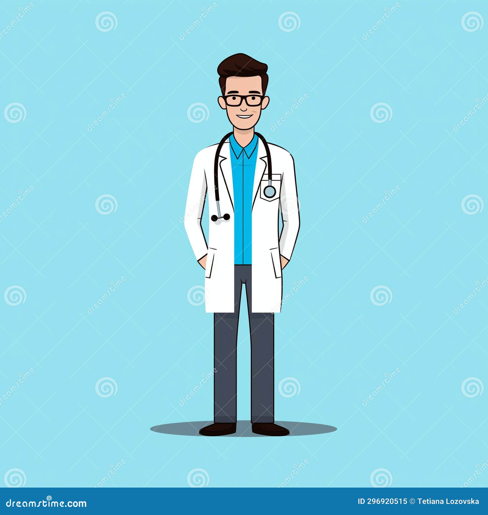 A Basic Outline of a Doctor with a Stethoscope. Flat Clean Illustration ...
