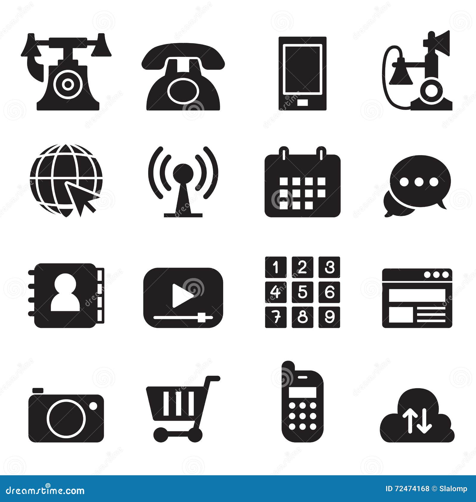 Basic Phone icon set stock illustration. Illustration of group - 72474168