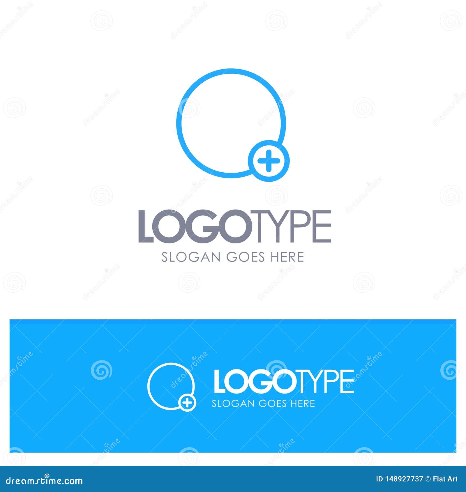 Basic, Plus, Sign, Ui Blue OutLine Logo with Place for Tagline Stock ...