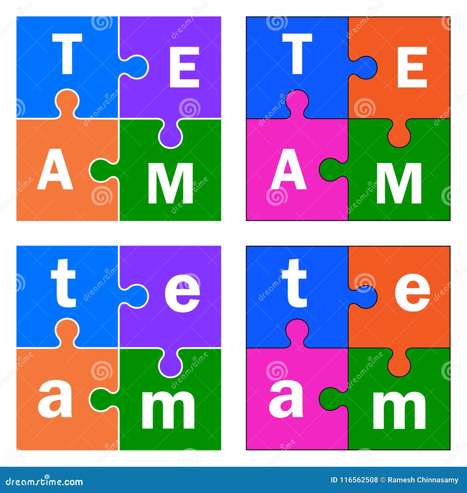 Basic Puzzle Pieces with Team Text Sign Stock Vector - Illustration of ...