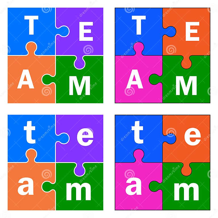 Basic Puzzle Pieces with Team Text Sign Stock Vector - Illustration of ...
