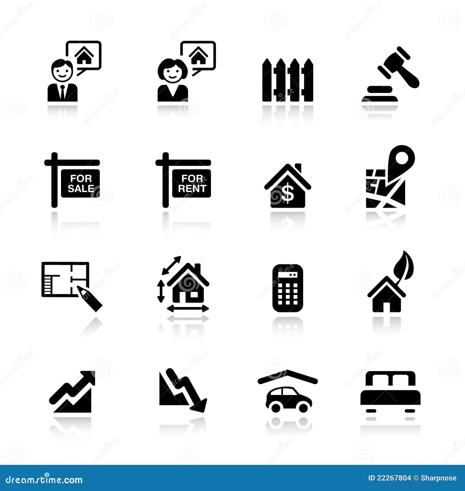 Basic - Real estate icons stock vector. Illustration of city - 22267804