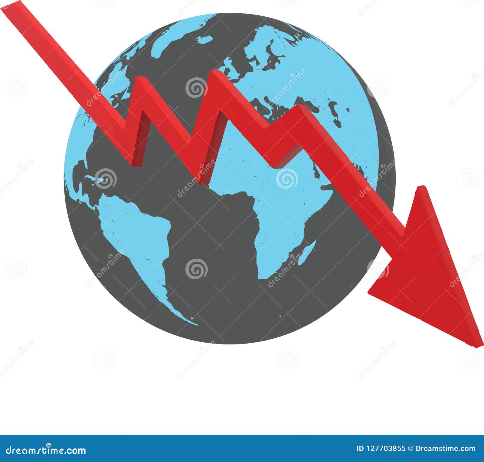 The Global Economy is Going Down Stock Vector - Illustration of trade ...