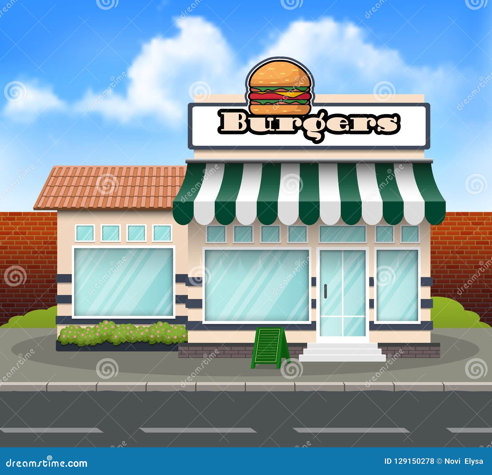 Burger Store Building Background Stock Vector - Illustration of classic ...