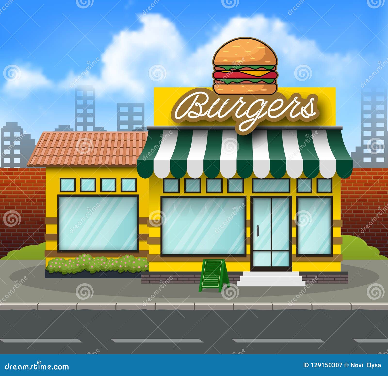 Yellow Burger Store Building Background Stock Vector - Illustration of ...