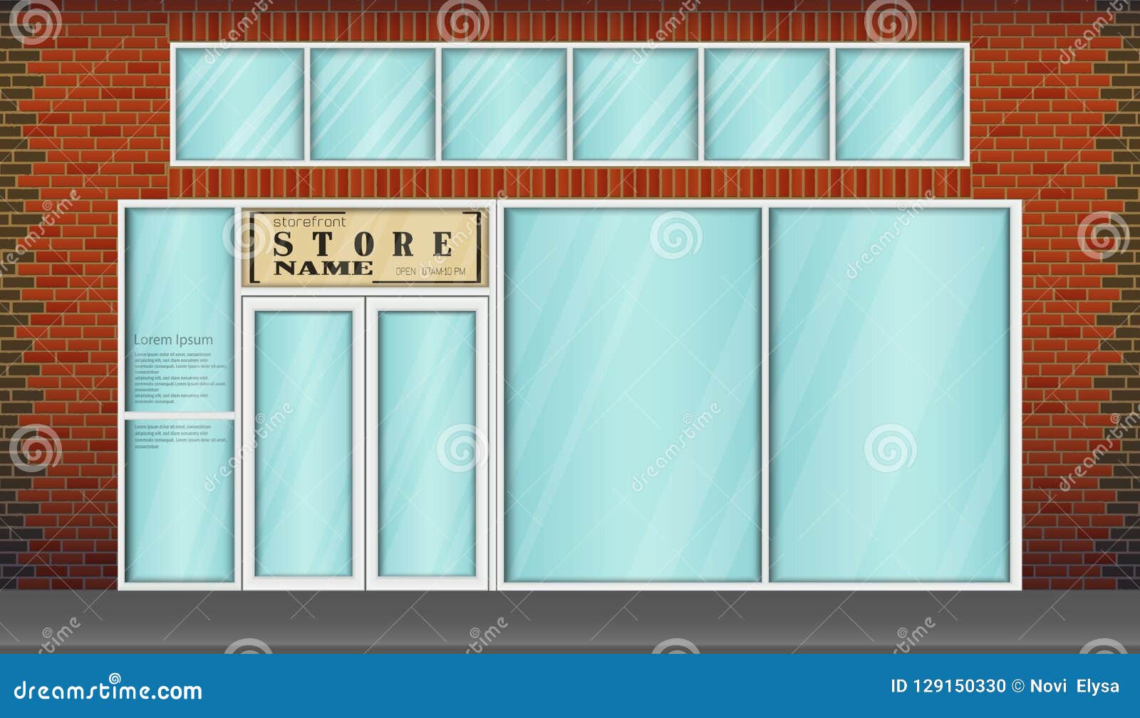 Brick Store Building Design with Big Window Stock Vector - Illustration ...