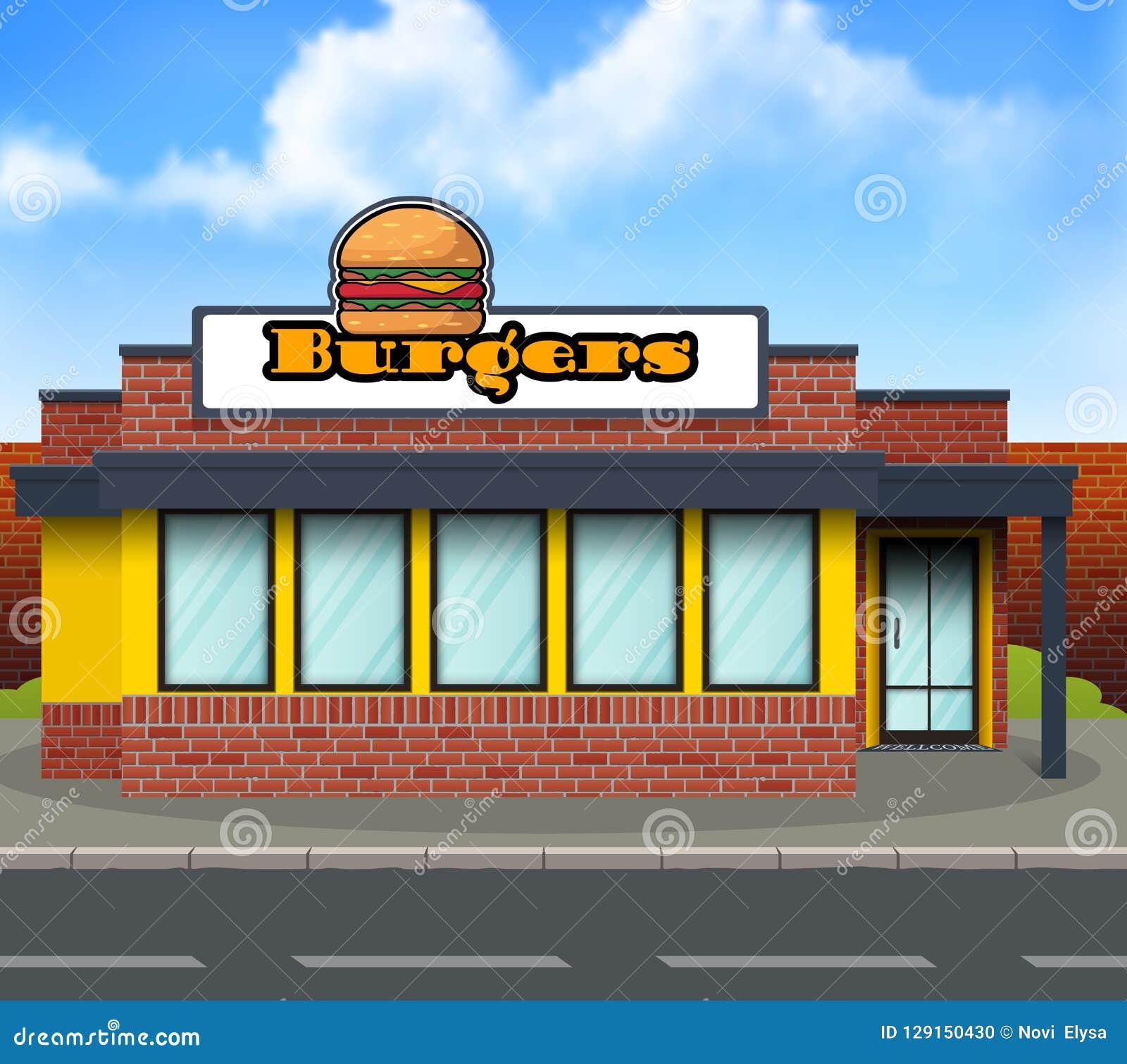 Burger Store Building Background Stock Vector - Illustration of ...