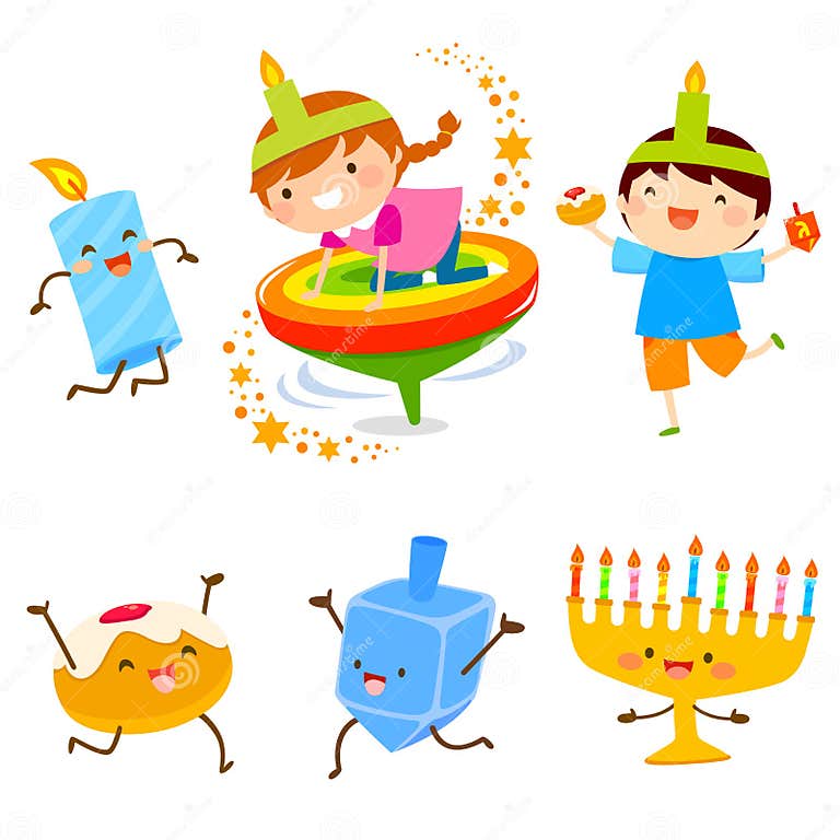 Hanukkah Cartoons set stock vector. Illustration of cartoon - 129505327