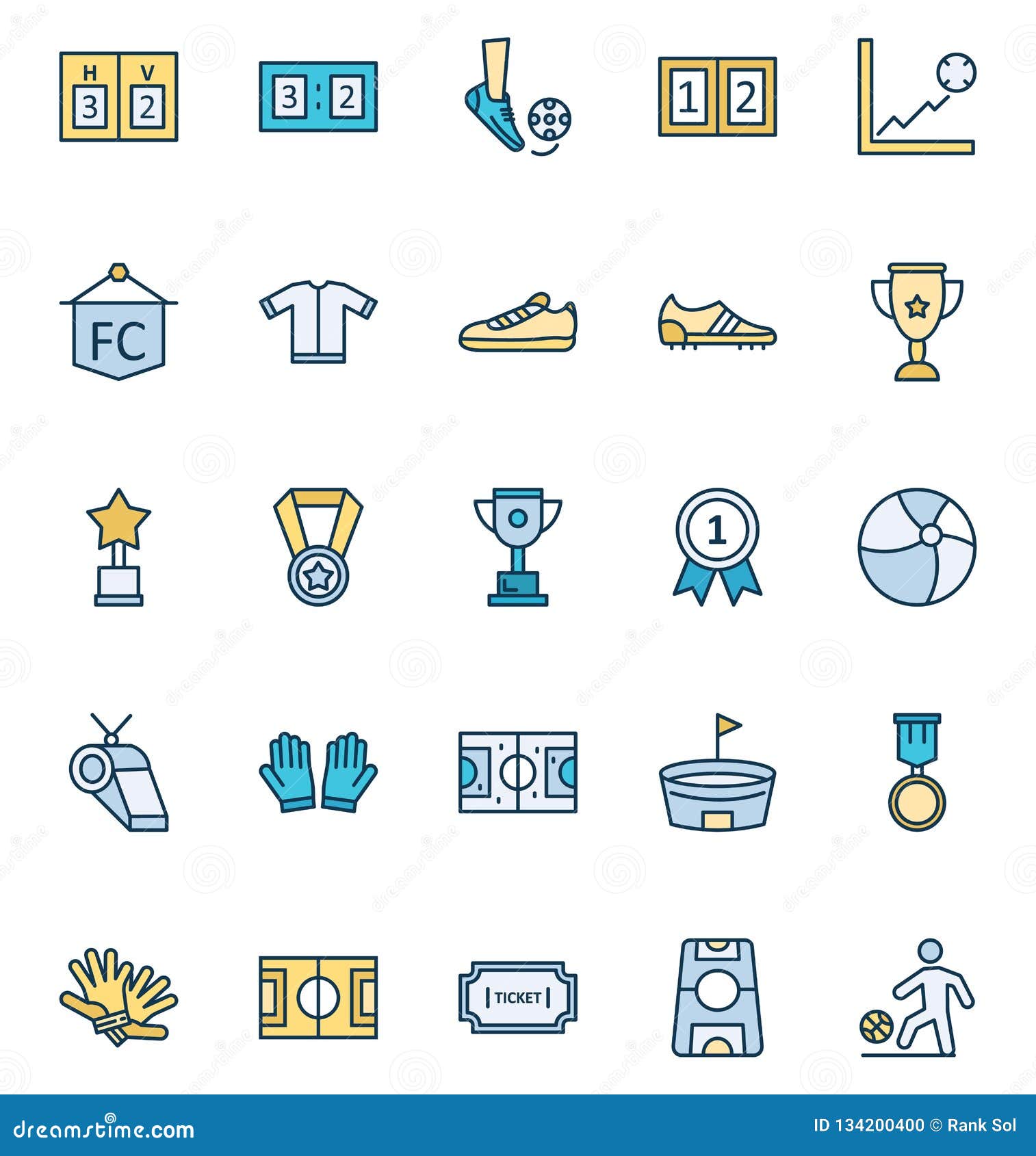 Football Event Isolated Vector Icons Set that Can Be Easily Modified or ...
