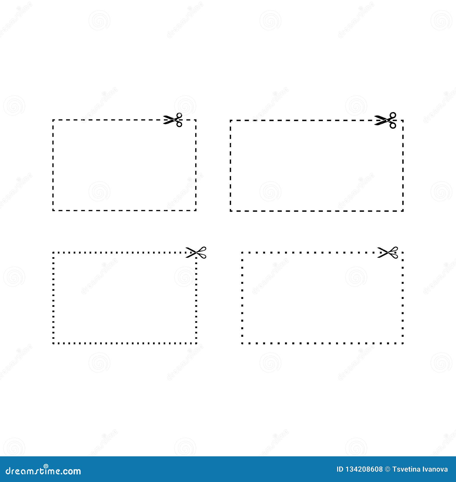 Dashed Rectangle Shape With Scissors Cutting Outline Shape Cutout