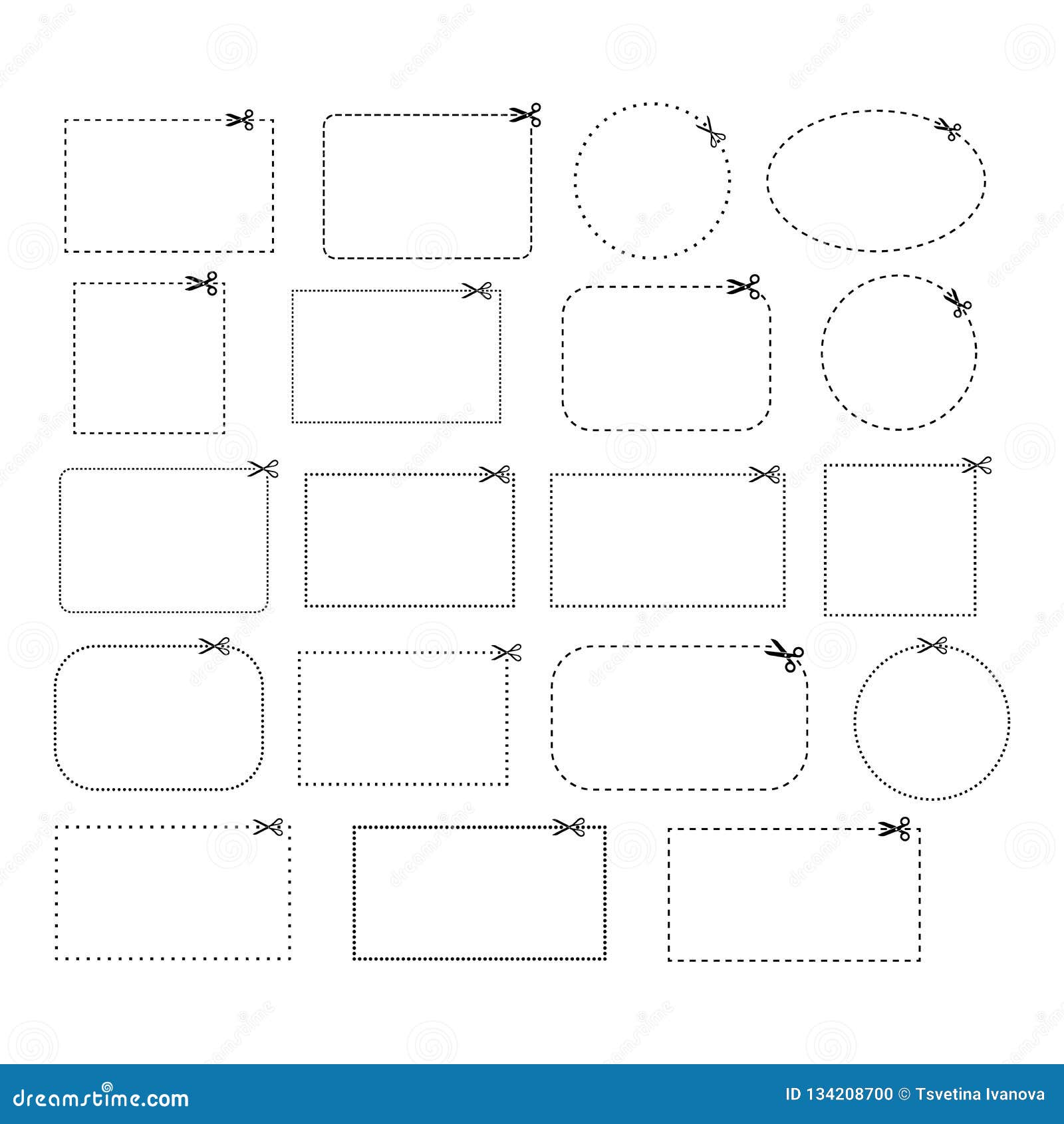 Dashed Rectangle Shape With Scissors Cutting Outline Shape Cutout