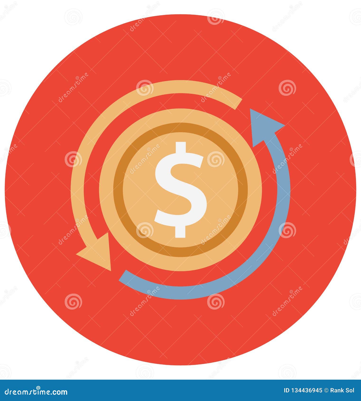 Dollar Exchange Color Isolated Vector Icon that Can Be Easily Modified ...