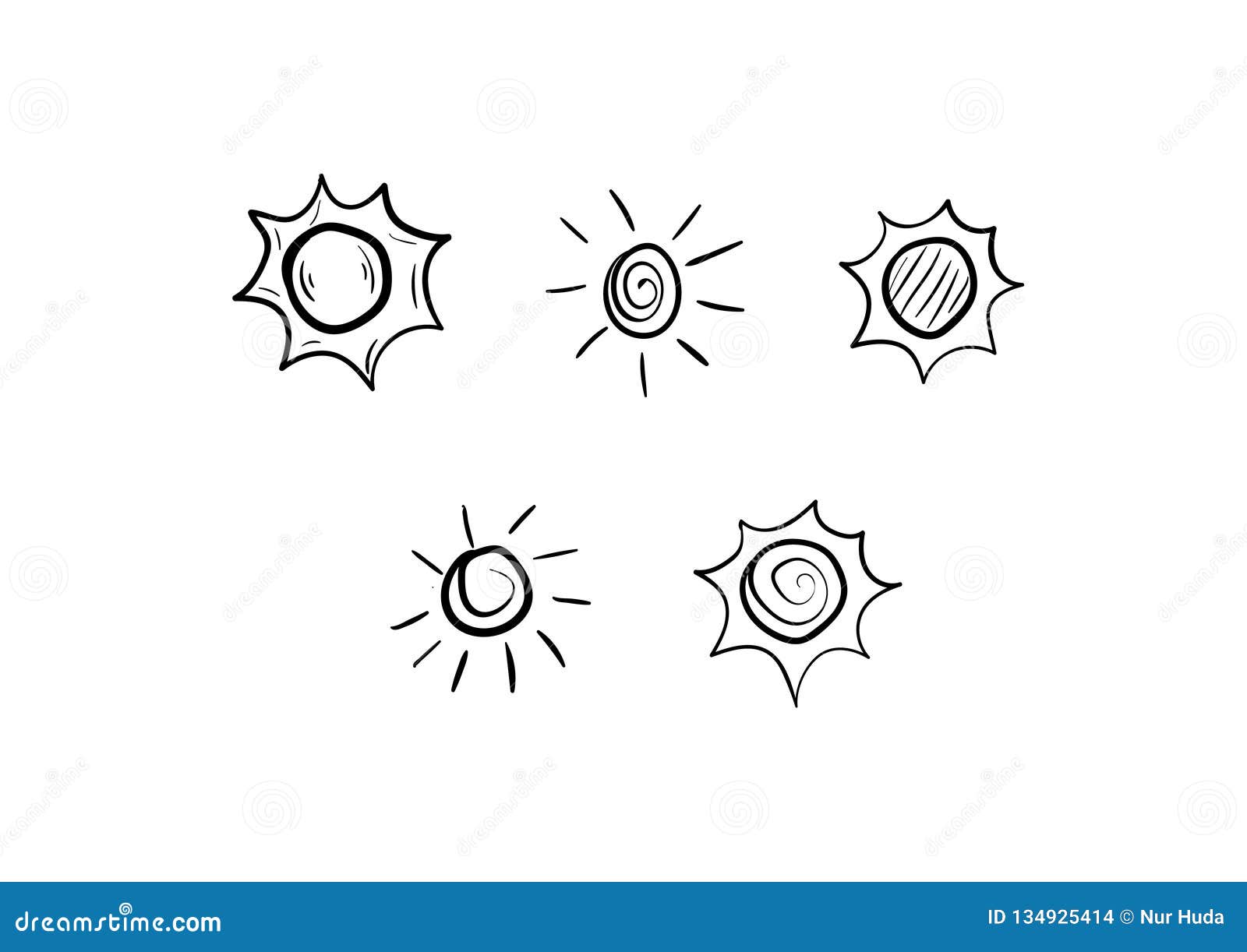 Sun Icon with Simple Hand Draw Stock Illustration - Illustration of ...