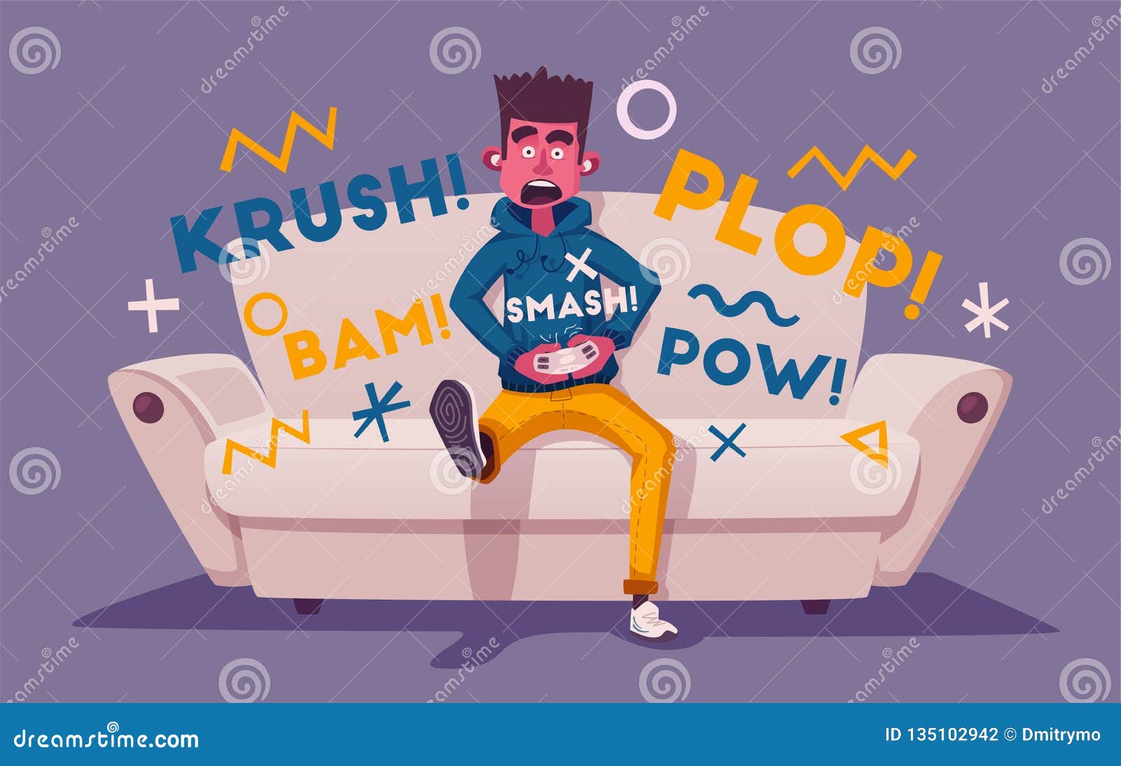 Friends is Gaming. Gamers Playing Video Game. Cartoon Vector ...