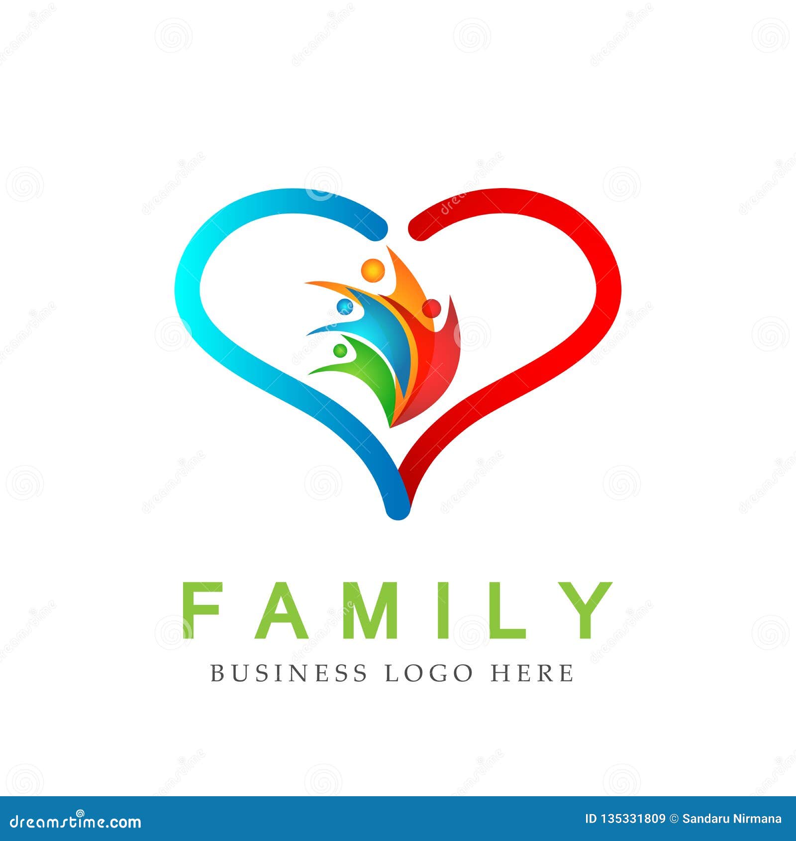 Family in Heart Shaped Logo, Family, Parent, Kids,green Love, Parenting ...