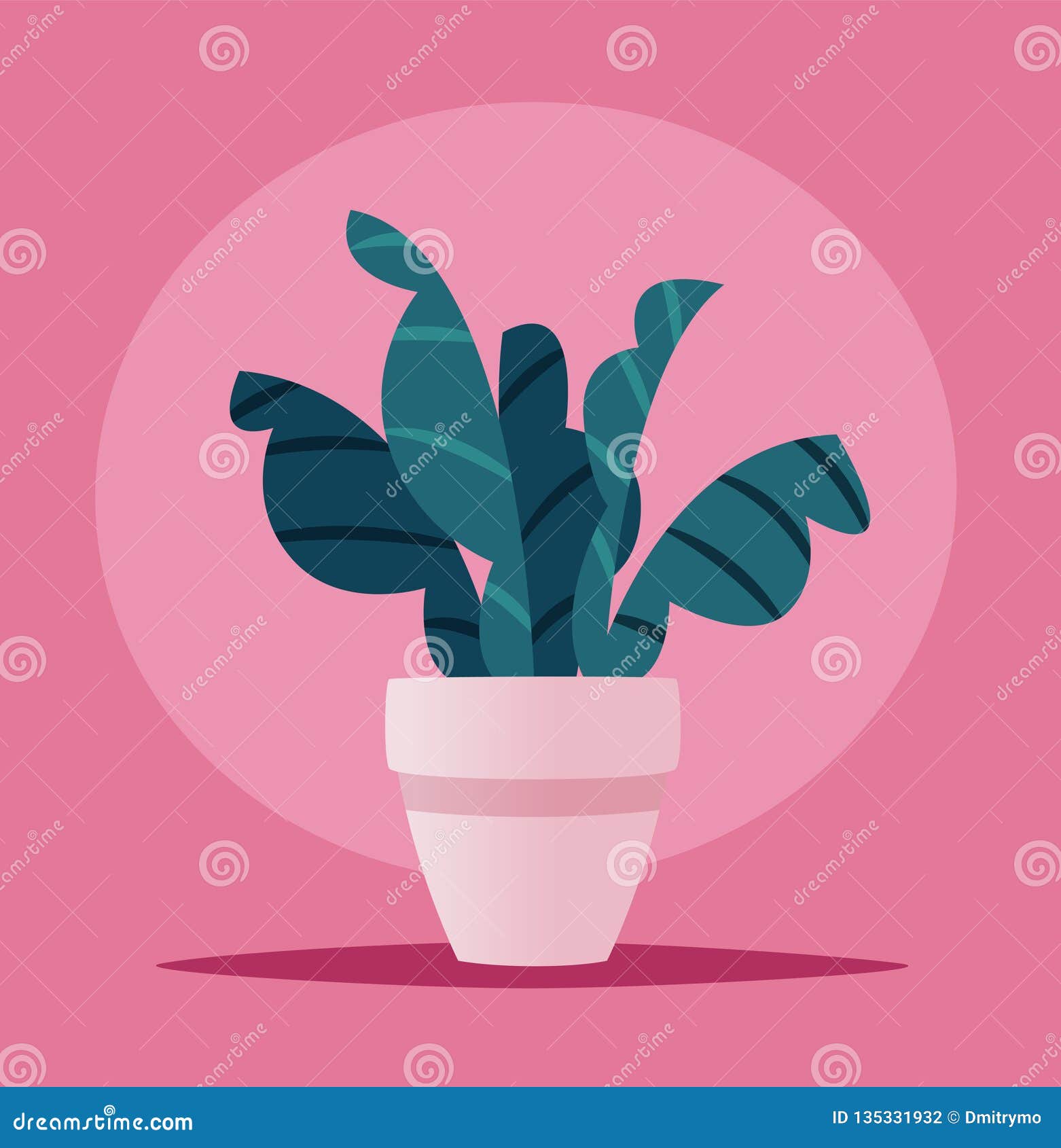 Beautiful Plant in Pot. Cartoon Vector Illustration Stock Vector ...