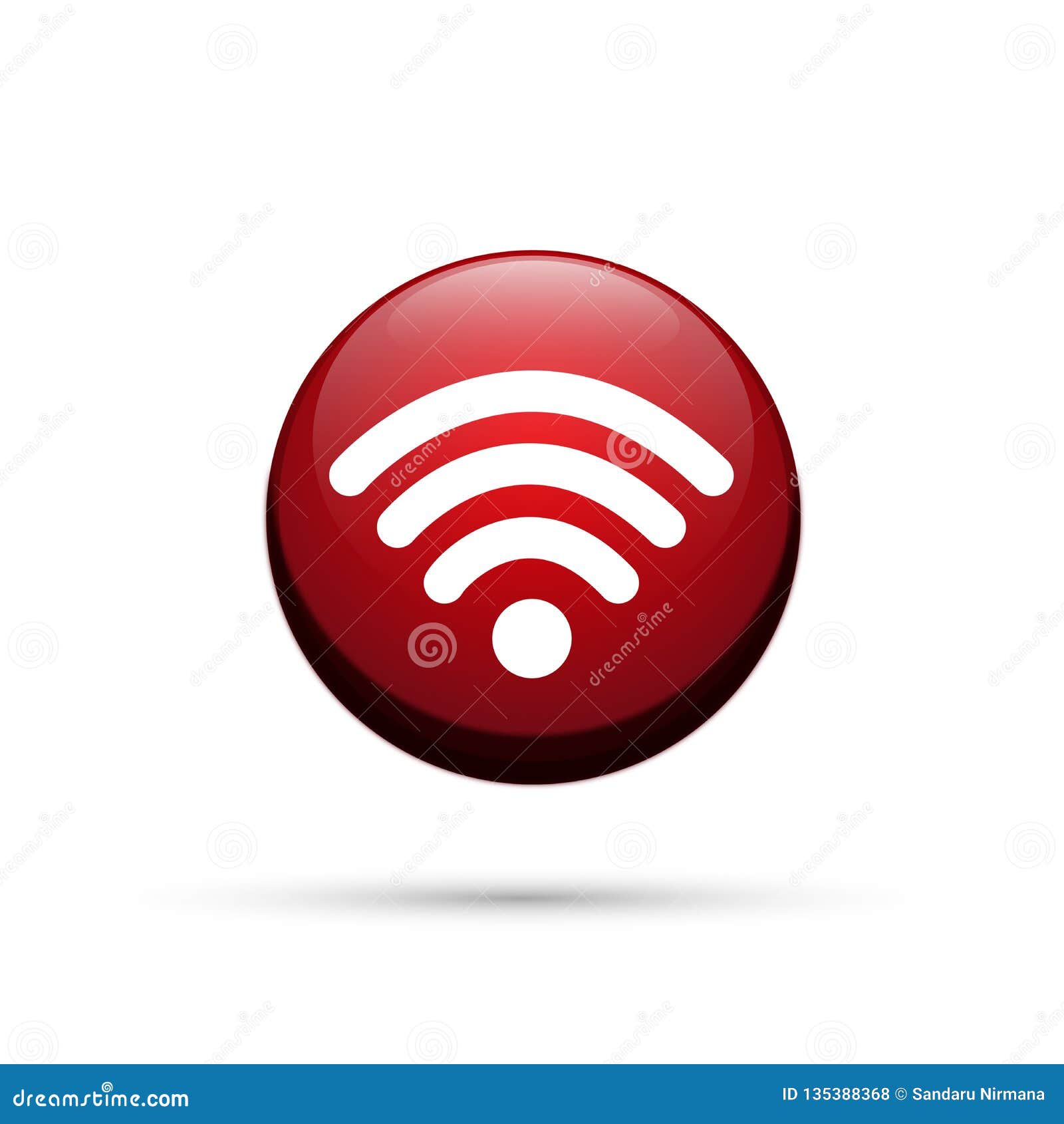 Wifi Icon Symbol Wireless Connection 3d Icon Button in Red Element on ...