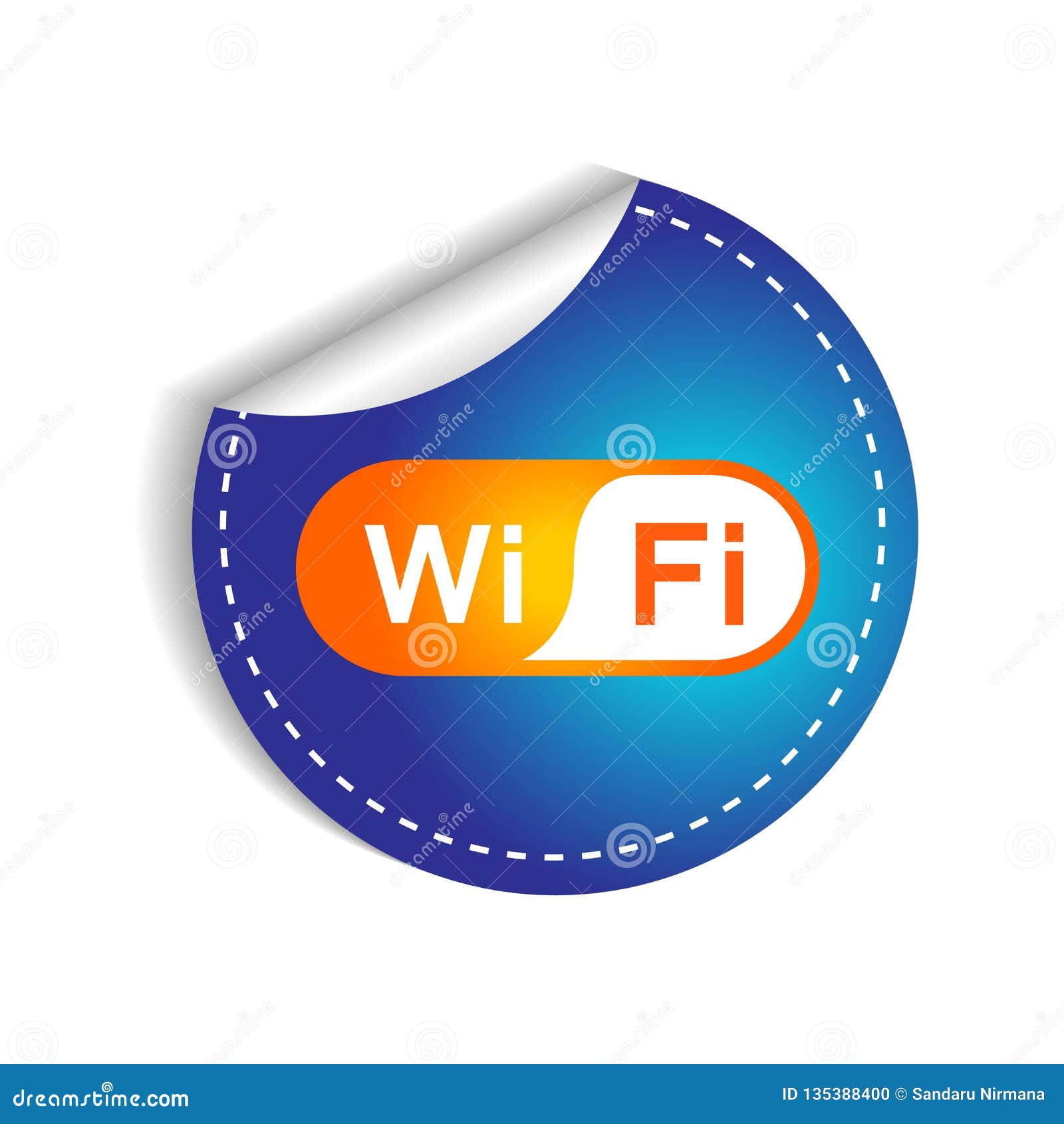 Wifi Icon Symbol Wireless Connection 3d Icon Sticker in Blue Element on ...