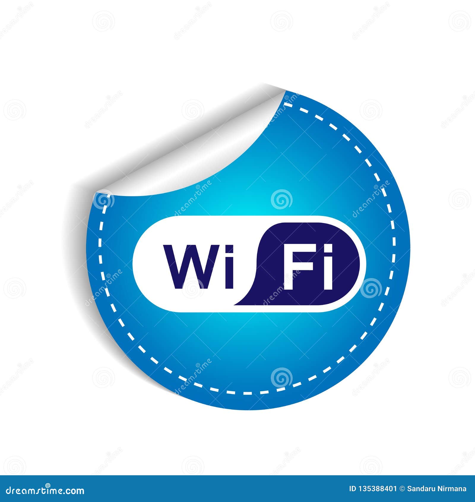 Wifi Icon Symbol Wireless Connection 3d Icon Sticker in Blue Element on ...