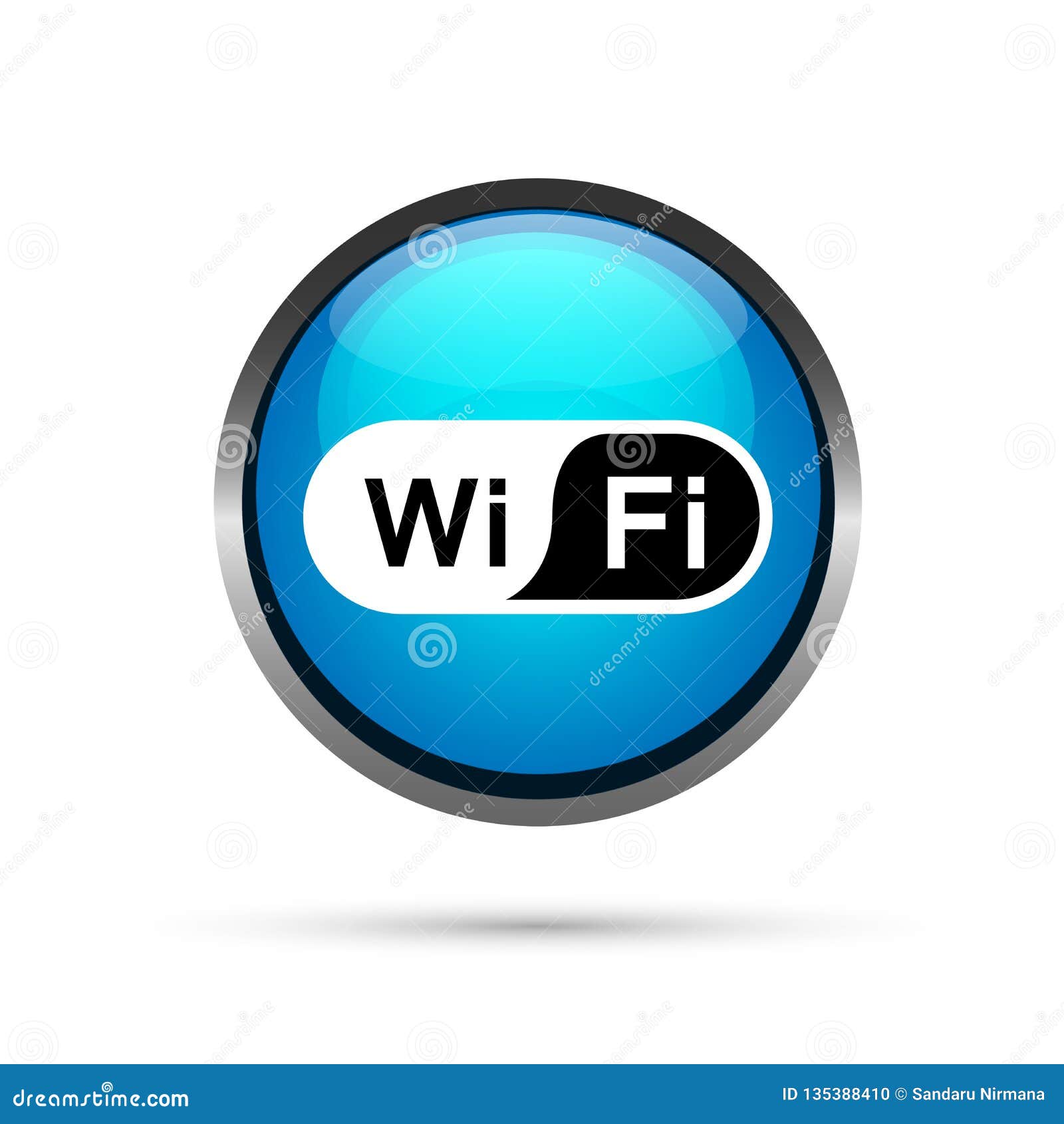 Wifi Icon Symbol Wireless Connection 3d Icon Button in Blue Element on ...