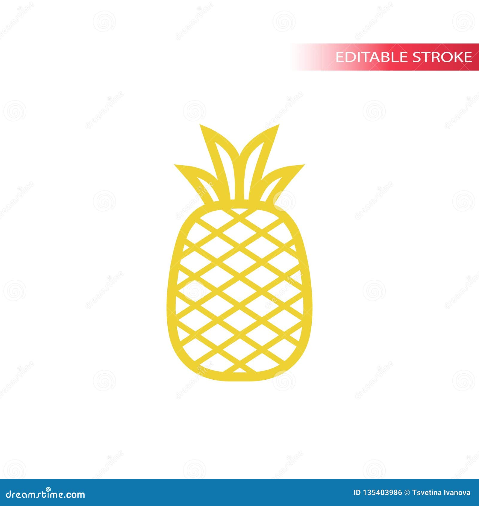 Pineapple Simple Line Icon in Color. Outline Pineapple Vector Icon Stock Vector - Illustration ...